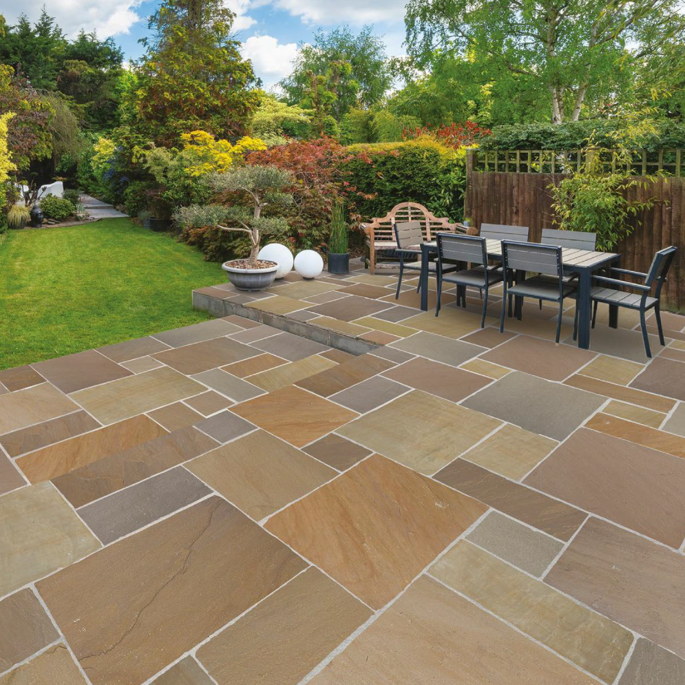 Buff Sandstone Paving Slabs Mix Size- Patio Project Pack ( 19 m2 )