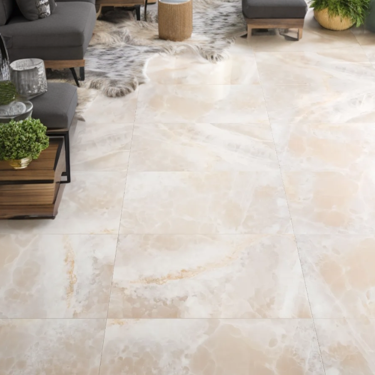 Onyx Floor Tile Scarlet Blue Onyx Marble Effect Polished Porcelain