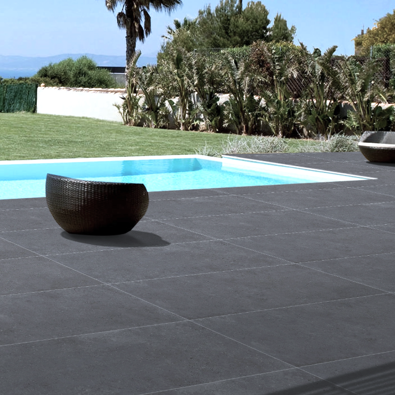 Saturnia Anthracite Outdoor Porcelain Slabs - 900x600x20 mm